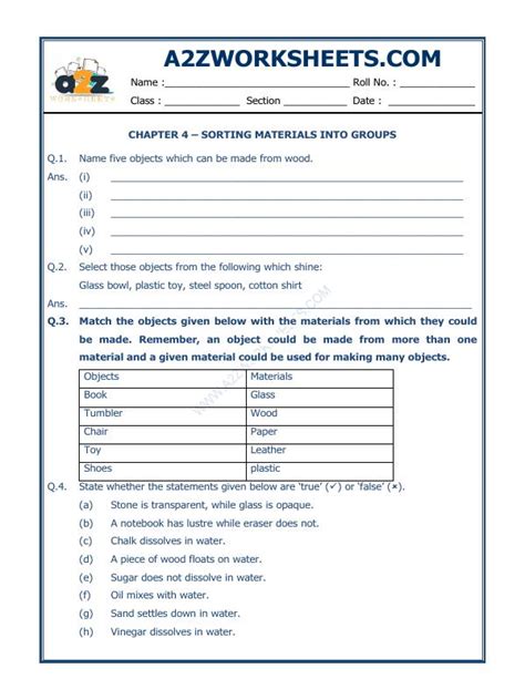 A2zworksheetsworksheet Of Sorting Materials Into Groups 01 Metals And