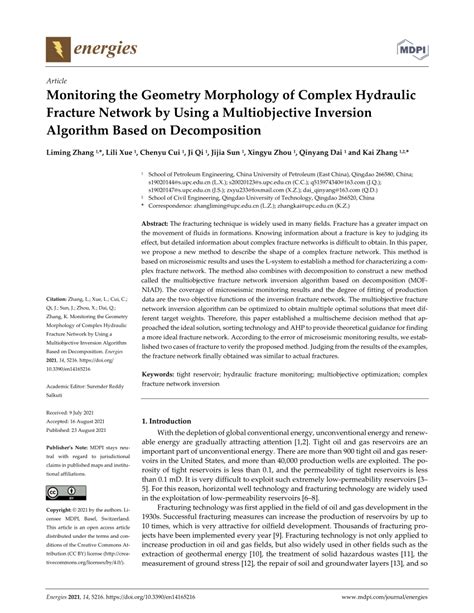 Pdf Monitoring The Geometry Morphology Of Complex Hydraulic Fracture