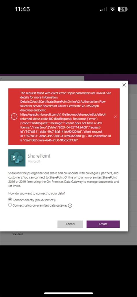 Unable To Connect Sharepoint Lists To Powerapps Rpowerapps