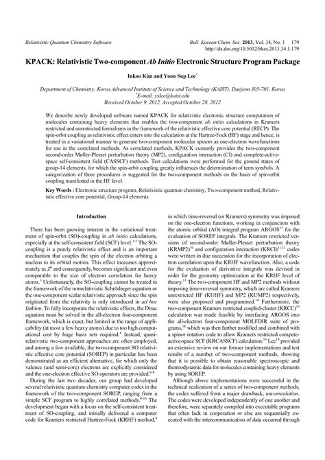 Pdf Kpack Relativistic Two Component Ab Initio Electronic Structure