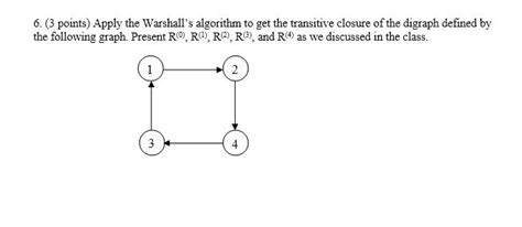 Solved Apply The Warshalls Algorithm To Get The Transitive