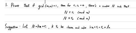 Solved Prove That If Gcd M N Then For R R Chegg Com