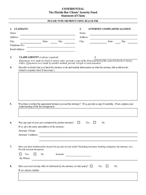Fillable Online Csf Claim Form Revised 11 17 17 Pdf The Florida Bar Fax Email Print Pdffiller