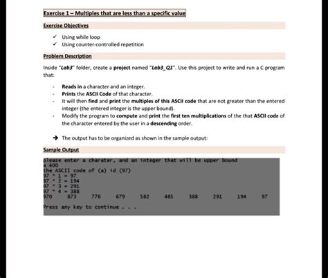 Solved Exercise 1 Multiples That Are Less Than A Specific Value Exercise Objectives Using A