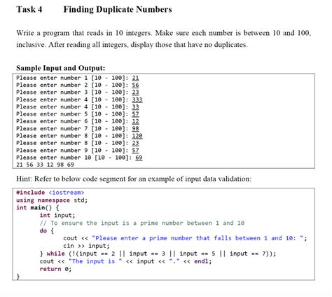 Solved Task 4 Finding Duplicate Numbers Write A Program That