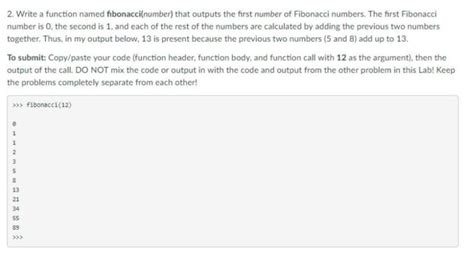 solved 2 write a function named fibonacci number that