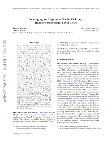 Pdf Leveraging An Alignment Set In Tackling Instance Dependent Label