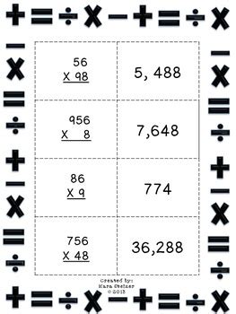 Multiplication Match It Activity By Steiner S Einstein S TpT