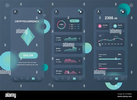 Cryptocurrency Neumorphic Elements Kit For Mobile App Online Banking Trading Tools Data Graph