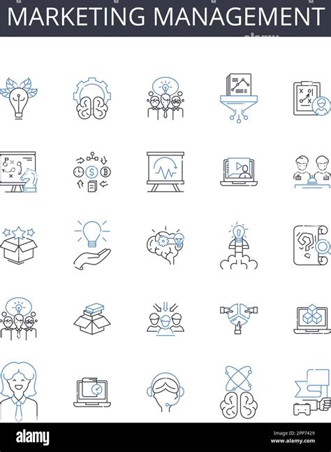 Marketing Management Line Icons Collection Sales Strategy Business Development Brand