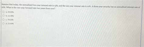 Solved Assume That Today The Annualized Two Year Interest