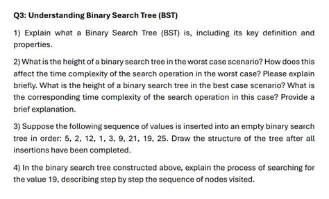 Solved Q3 Understanding Binary Search Tree Bst1 ﻿explain
