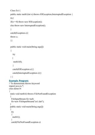 Exception Handling Notes In Java Exception PDF