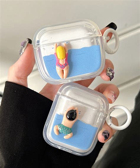 핑크리어카 에어팟 커플 수영 파츠 투명 남자 여자 여름 실리콘 젤리 유니크 키치 하이틴 귀여운 심플 특이한 커플 우정 선물