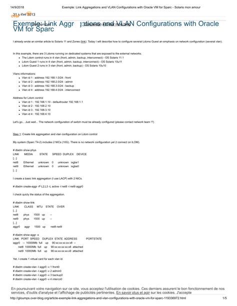 Exemple Link Aggregations And Vlan Configurations With Oracle Vm For Sparc Solaris Mon Amour