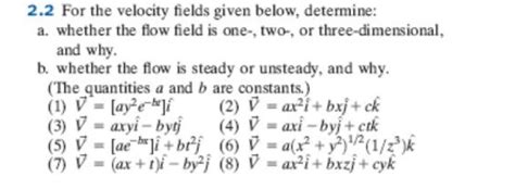 Solved 22 For The Velocity Fields Given Below Determine