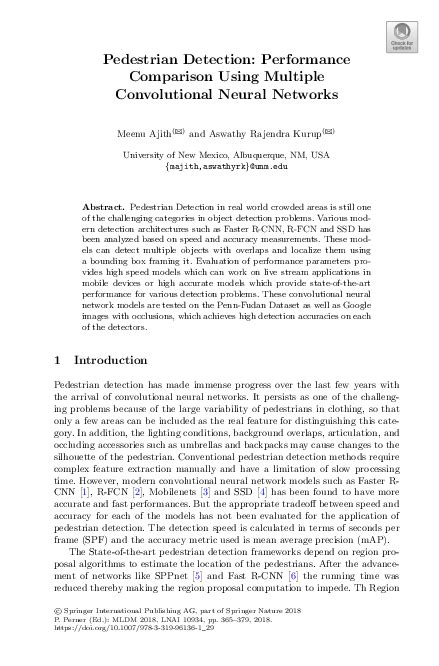 Pdf Pedestrian Detection Performance Comparison Using Multiple