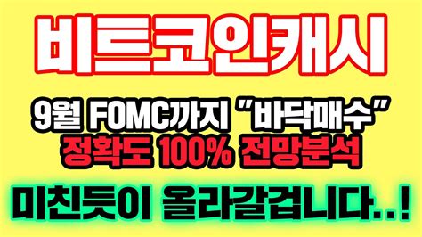 비트코인캐시 긴급 8월~9월까지는 역대급 바닥매수 기회 정확도 100 전망분석 영상 필수시청 코인시황 Youtube