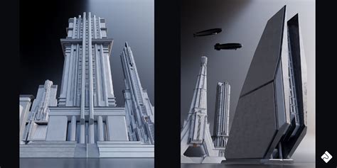 Central City Brutalist Building Assets Blender 3d Kitbash Pack 3d