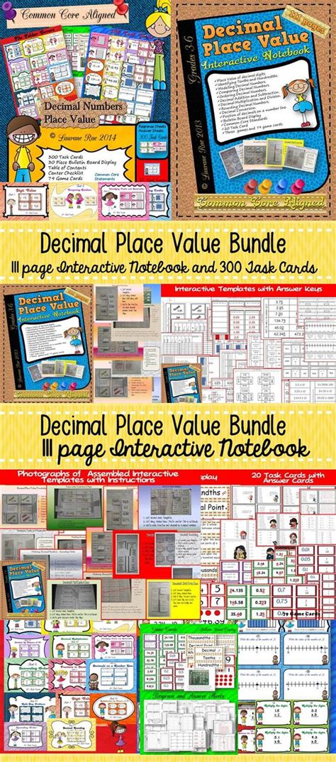 Decimal Place Value Bundle {111 Page Interactive Notebook And 300 Task Cards} Interactive