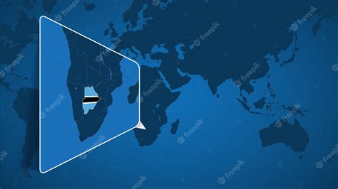 Premium Vector Location Of Botswana On The World Map With Enlarged Map Of Botswana With Flag