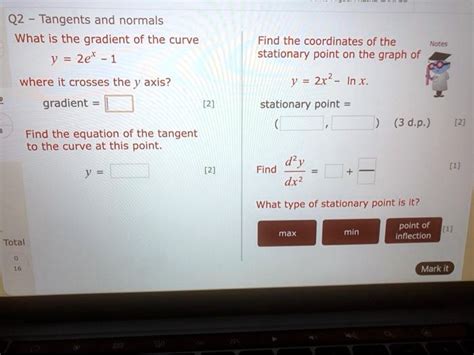 solved q2 tangents and normals what is the gradient of the curve y