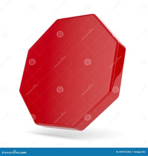 Red Octagon On White Background Isolated 3d Illustration Stock