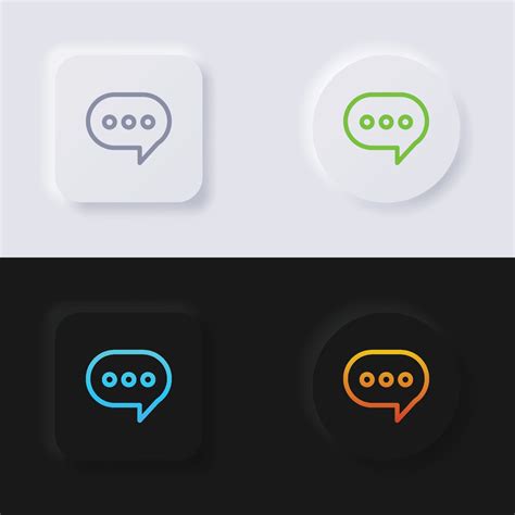 Speech Bubble Icon Set Multicolor Neumorphism Button Soft UI Design For Web Design Application