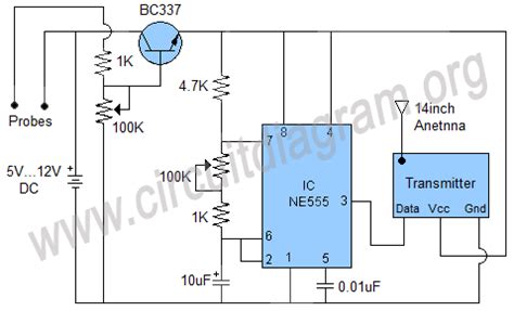 Wireless Water Level Indicator Using RF Module Circuit Diagram