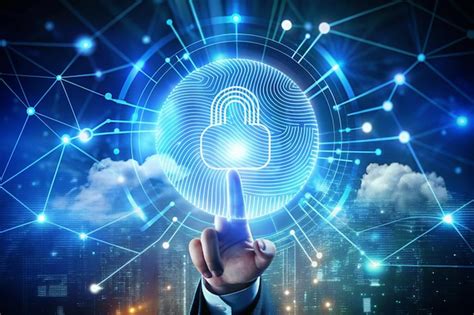 Internet Security Fingerprint Scanning Unlock And Access To Business Data Network Cloud