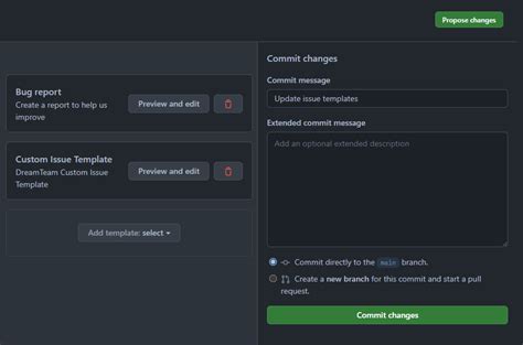 Github Issue Custom Template
