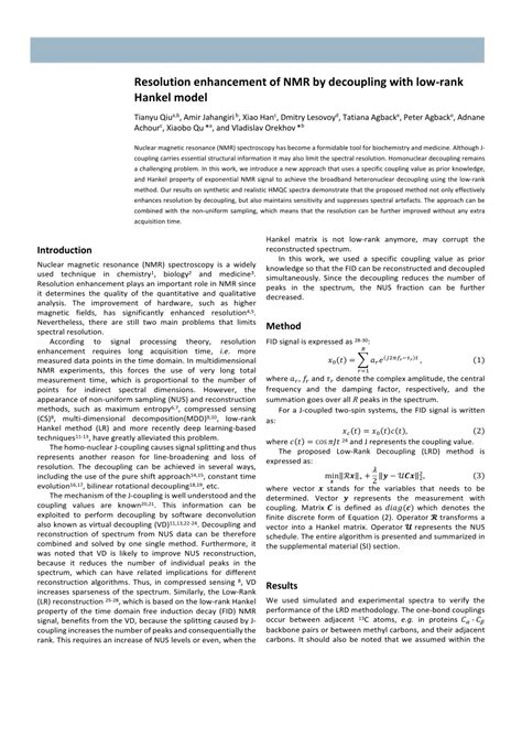 PDF Resolution Enhancement Of NMR By Decoupling With Low Rank Hankel Model
