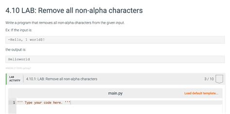 Solved 410 Lab Remove All Non Alpha Characters Write A
