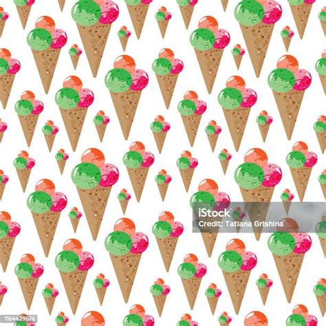 흰색 배경에 아이스크림여름 원활한 패턴 벡터 그림입니다 과일에 대한 스톡 벡터 아트 및 기타 이미지 과일 냉동식품 다중 색상 Istock