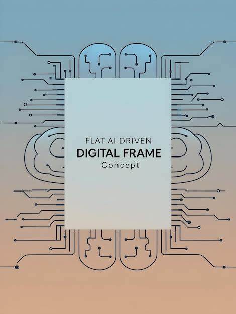 flat ai driven digital brain frame concept as a minimalistic border frame with brainwave and