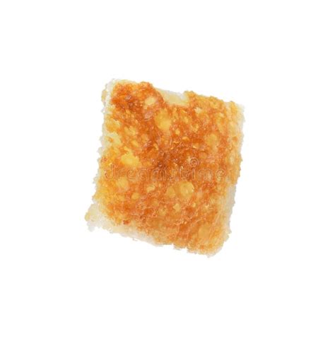 One Delicious Crispy Crouton Isolated On White Stock Image Image Of