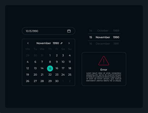 Calendar Date Picker UI Elements Kit Isolated Vector Components Flat Navigation Menus And