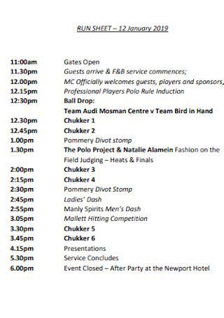 SAMPLE Run Sheets In PDF MS Word