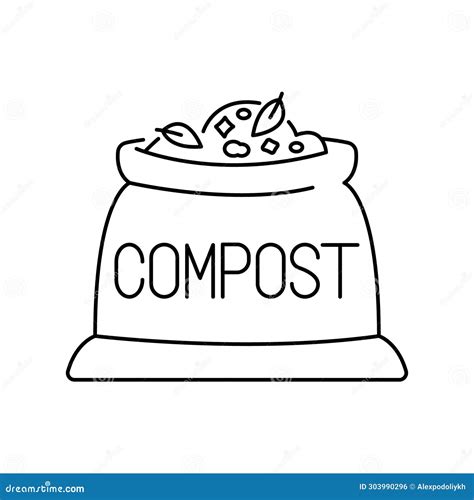 Bag Of Compost Color Line Icon Composting Vector Isolated Element Stock Illustration