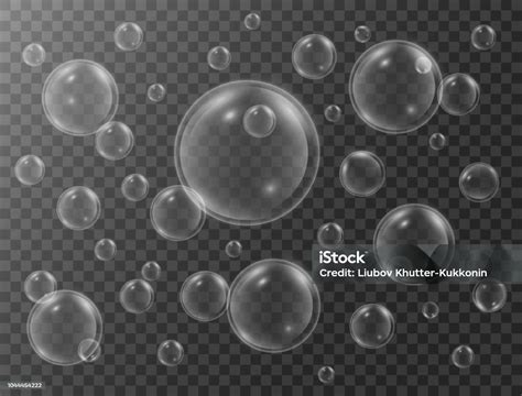 현실적인 물 리플렉션을 투명 한 배경에 거품 수 중 거품입니다 물 바다 수족관 바다 유리 Fizzing 공기 벡터 일러스트 레이