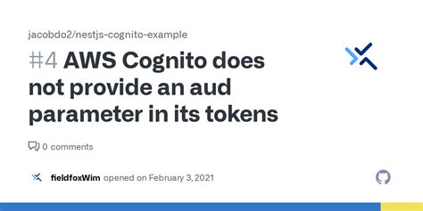 aws cognito does not provide an aud parameter in its tokens · issue 4 · jacobdo2 nestjs cognito