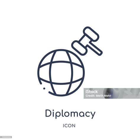 법과 정의 개요 컬렉션에서 선형 외교 아이콘입니다 얇은 라인 외교 아이콘 흰색 배경에 고립입니다 외교 유행 그림 계약서에 대한 스톡 벡터 아트 및 기타 이미지 Istock