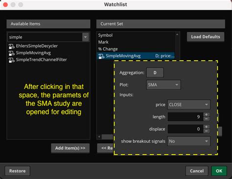 Adjust Parameters Of Sma In A Watchlist Hahn Tech Llc
