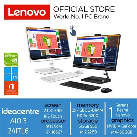 Promo Pc Lenovo Ideacentre Aio Itl Upid Uqid Core I G Gb Gb Ssd Mx Gb Win