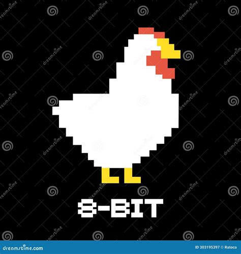 Pixel Chicken Design Stock Vector Illustration Of Vintage 303195397