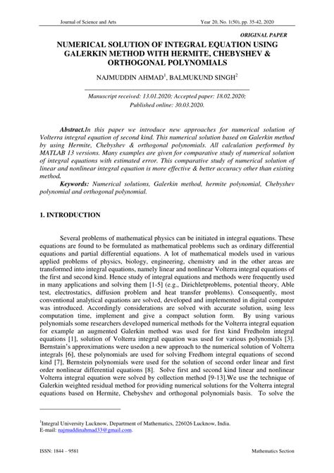 pdf numerical solution of integral equation using galerkin method