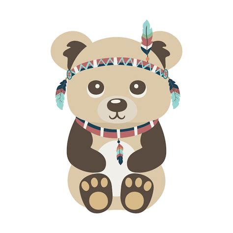 Premium Vector Cute Bear In Boho Style Vector Illustration