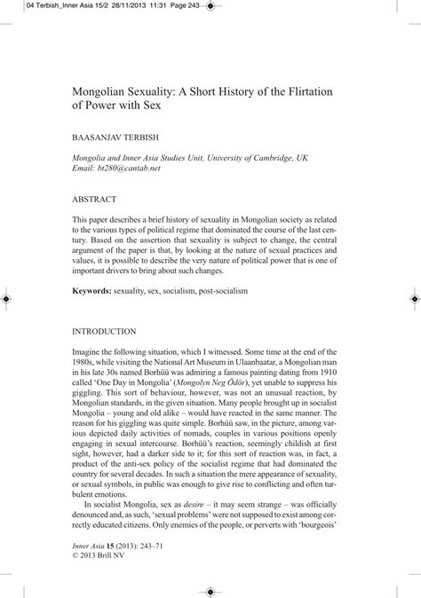 PDF Mongolian Sexuality A Short History Of The Flirtation Of Power With Sex