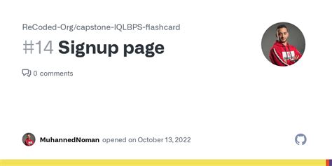 Signup Page · Issue 14 · Recoded Orgcapstone Iqlbps Flashcard · Github