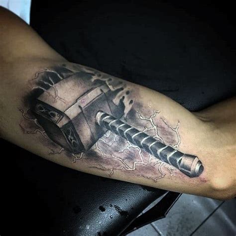 3d Mjolnir Mens Arm Tattoo Designs Mjolnir Tattoo Thor Hammer Tattoo